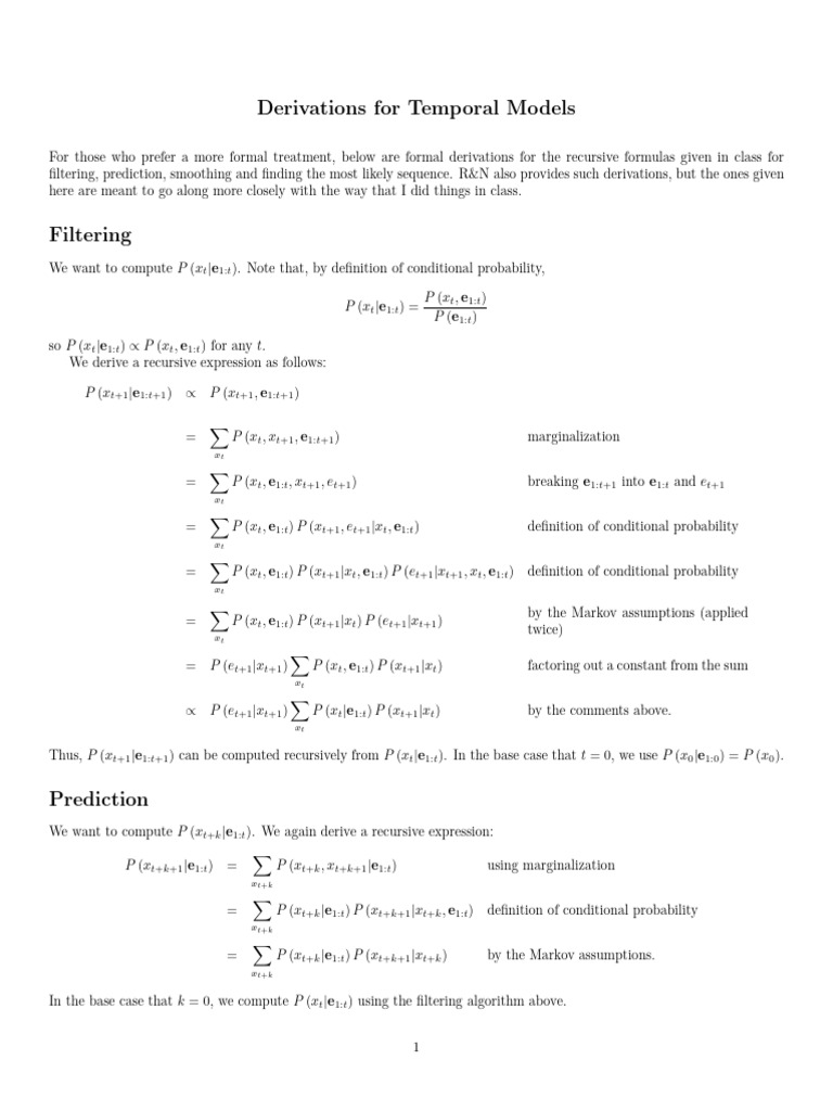 Deriving Temporal Models in AI | PDF | Applied Mathematics | Algorithms