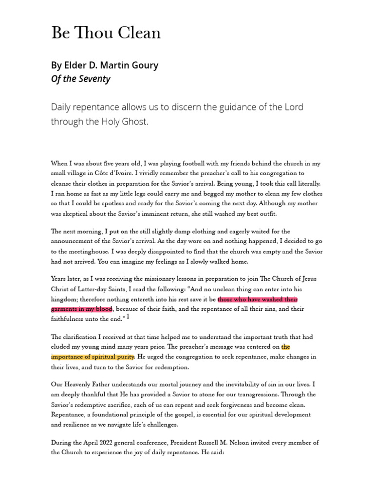 Be Thou Clean | PDF | Jesus | Sin