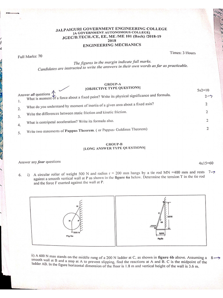 2018,3rd Sem,Mechanics PYQ (AM) | PDF