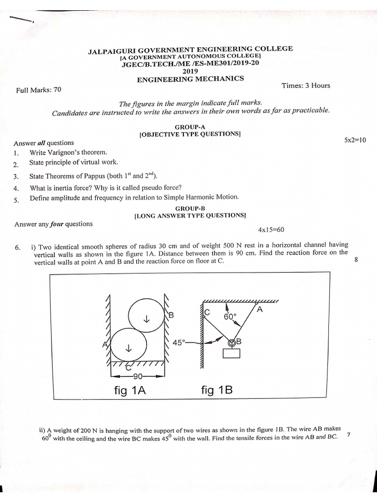 2019,3rd Sem, Mechanics PYQ(AM) | PDF