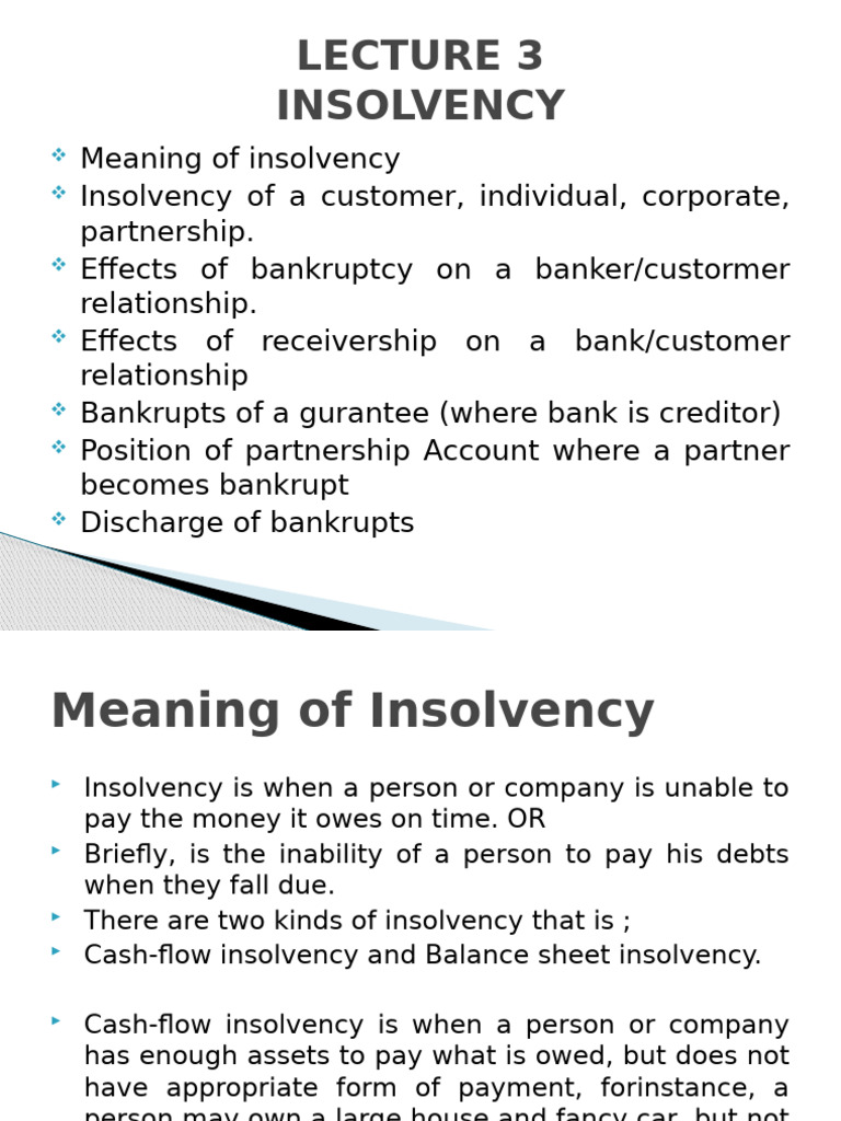 Mbata Lecture BBF 2 ON BANKRUPTCY | PDF | Bankruptcy | Insolvency