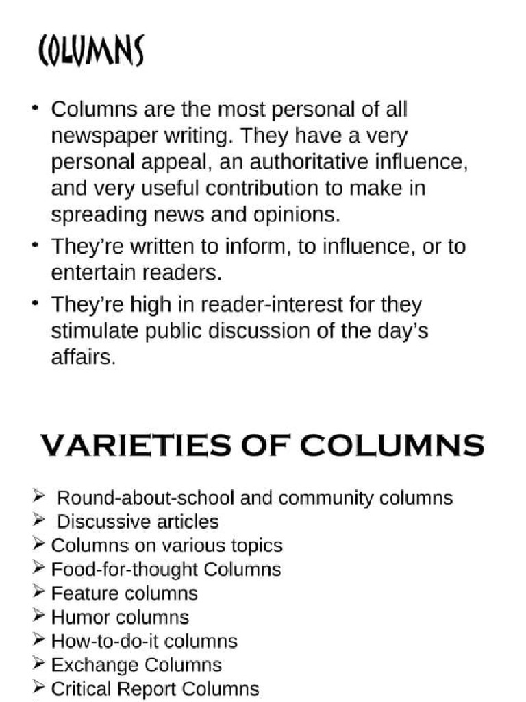 Column Writing | PDF