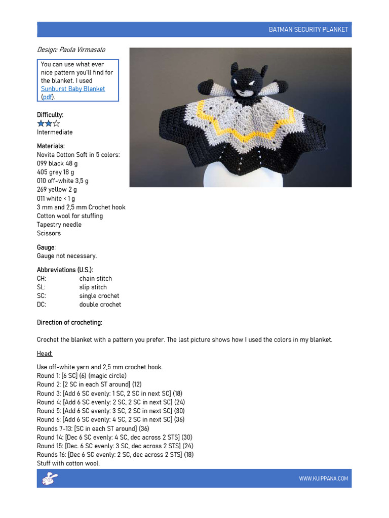 Batman Security Blanket | PDF | Blanket | Bedding