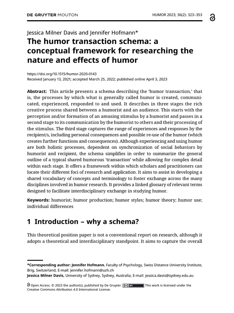 Understanding the Humor Transaction Schema | PDF | Humour | Conceptual ...