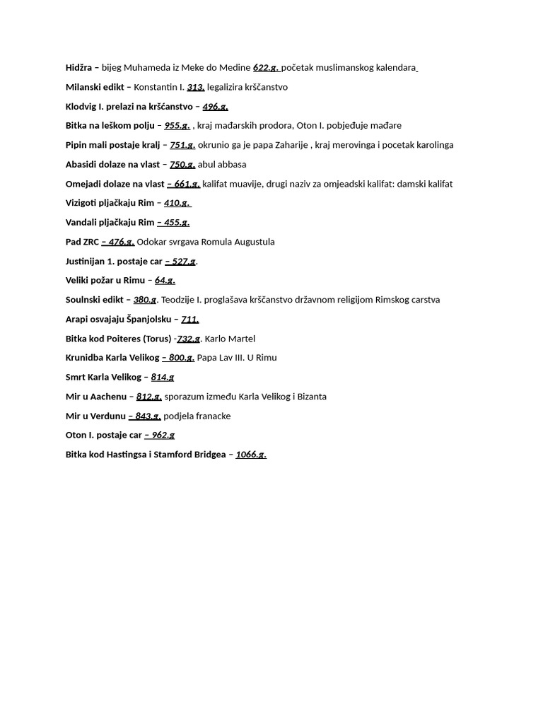 Povijest Godine 1. Ispit 2. Razred | PDF