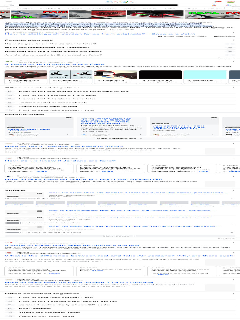 How To Tell Real Jordan Shoes From Fake - Google Search | PDF ...