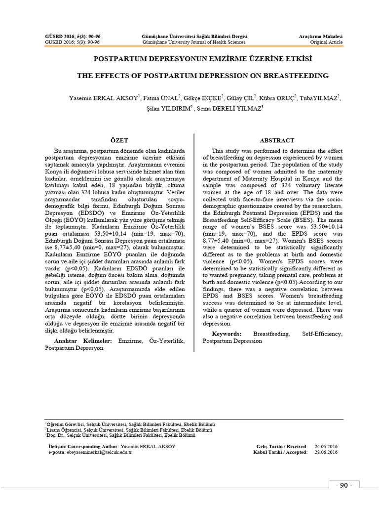 Postpartum Depresyonun Emz - Rme - Zer - Ne Etk - S - (#253800) - 220045 | PDF