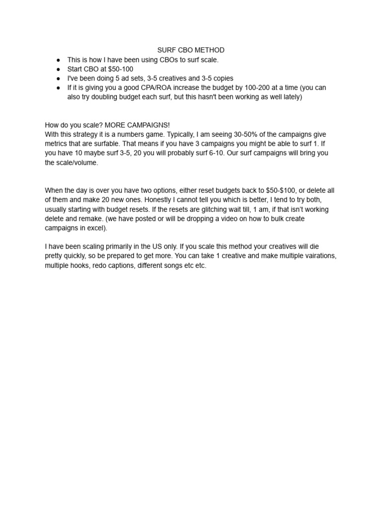 SURF CBO METHOD | PDF