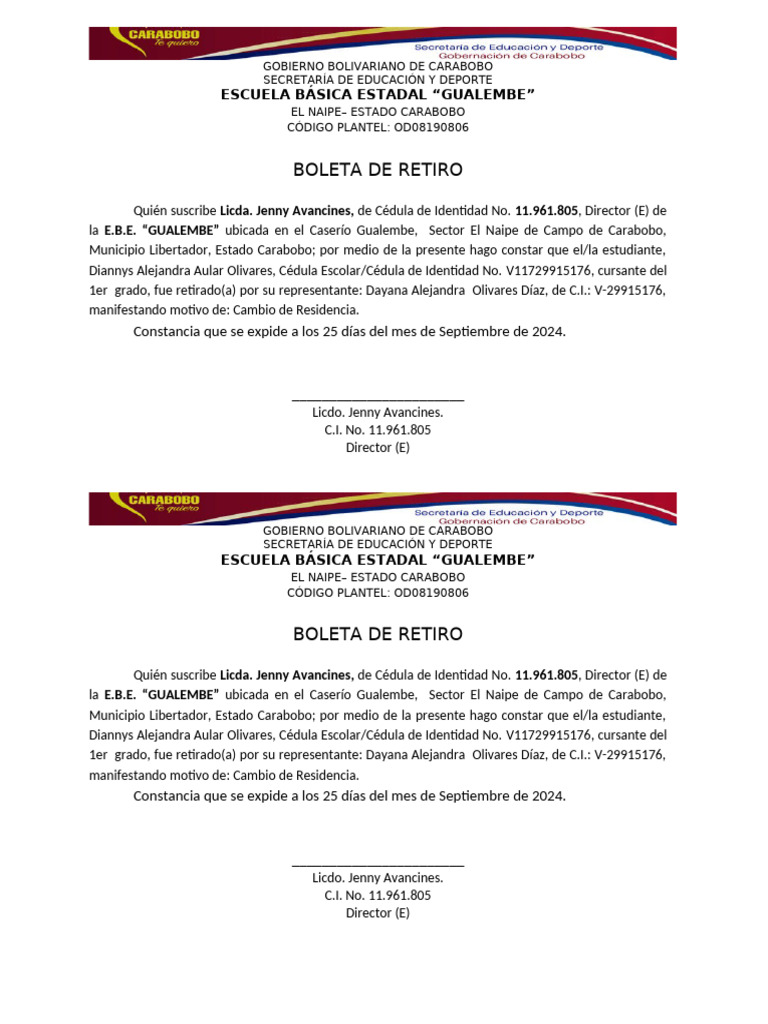 Boleta de Retiro | PDF