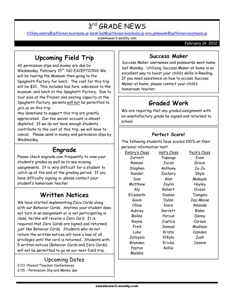 3rd Grade News | PDF | Schools | Computing And Information Technology
