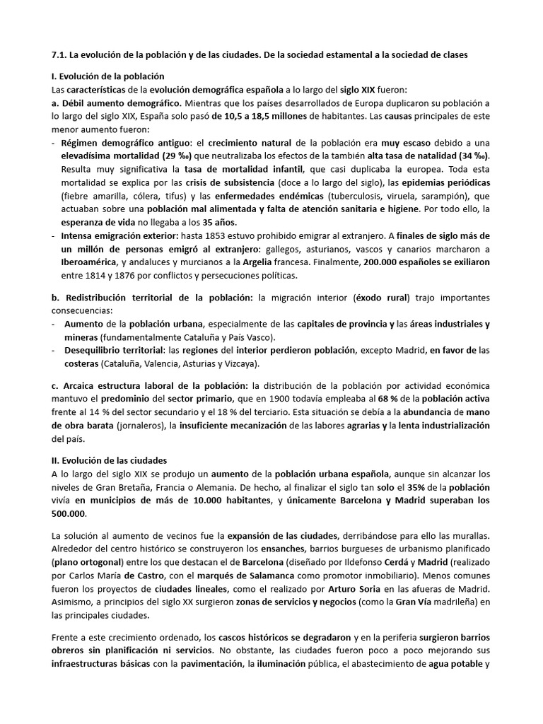 7.1. Evol. pob. y ciudades. De soc. estamental a soc. clases.R | PDF | Madrid | Barcelona