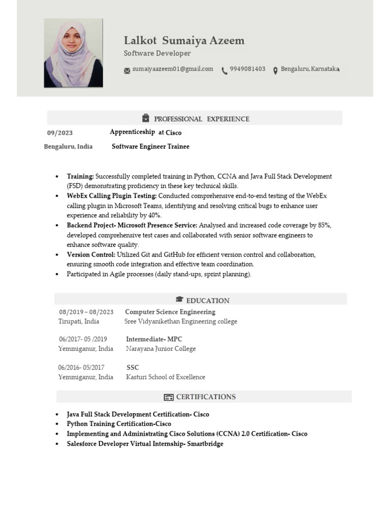 Sumaiya_Resume_Experience | PDF | Software | Java (Programming Language)