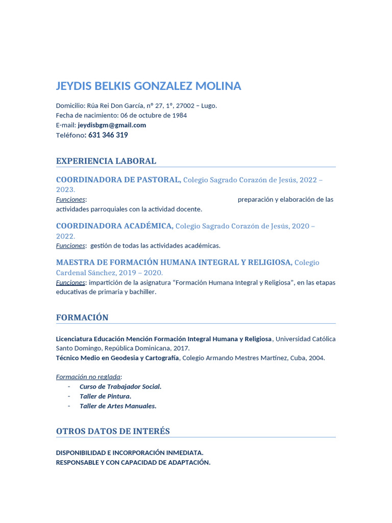 CV - Jeidys B. Gonzalez | PDF