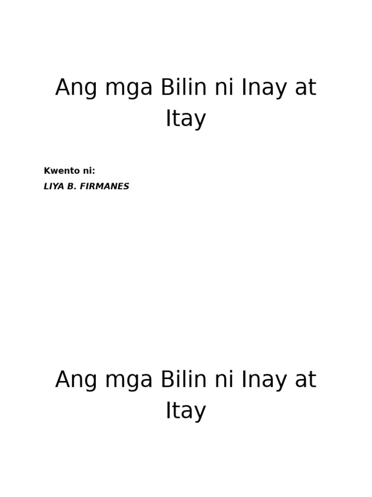 Ang Mga Biin Ni Inay at Itay Ni Lia F. | PDF