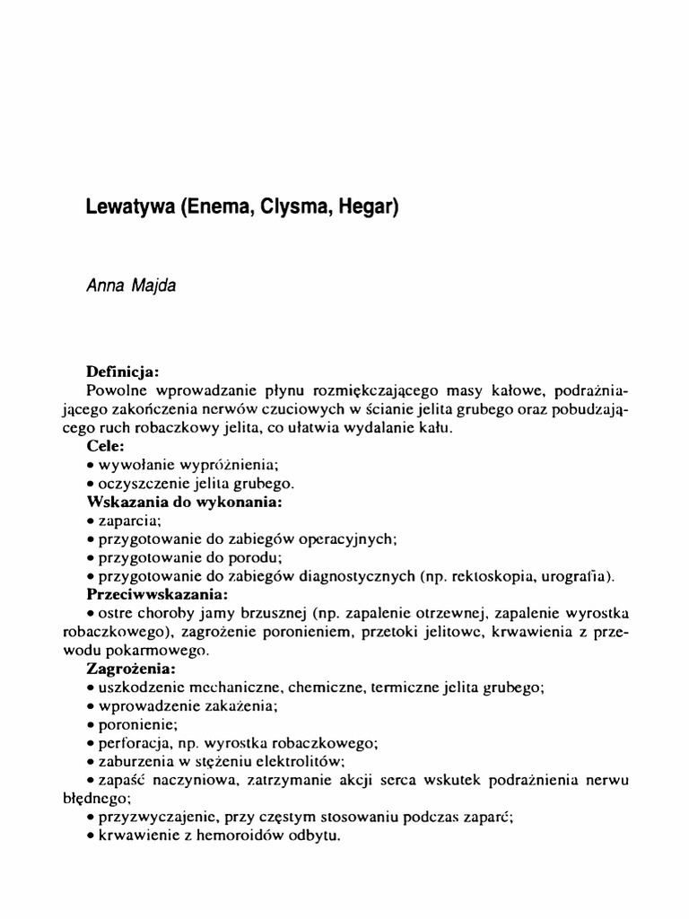Majda Lewatywa Enema Clysma Hegar 2001 | PDF