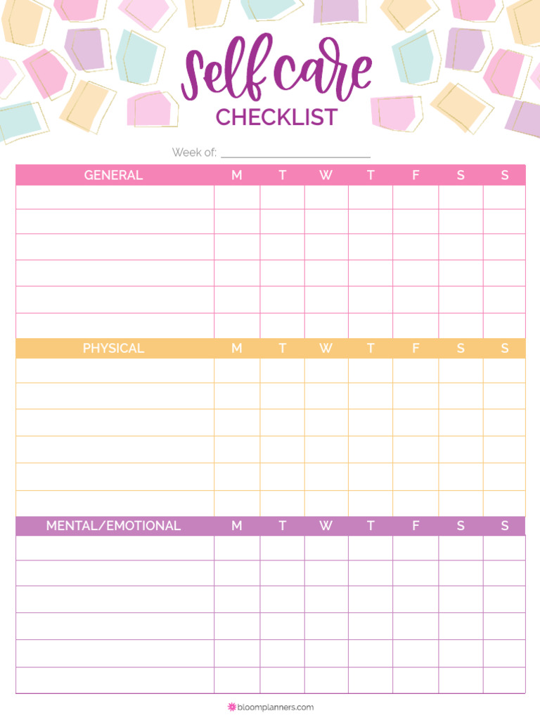 Self Care Checklist - Bloom Daily Planners - Freebie Friday - Email ...