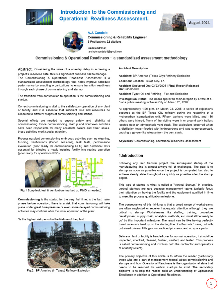 Introduction To The Commissioning and Operational Readiness Assessment | PDF | Oil Refinery | Leak