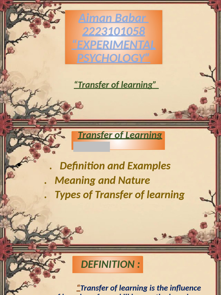 Understanding Transfer of Learning | PDF