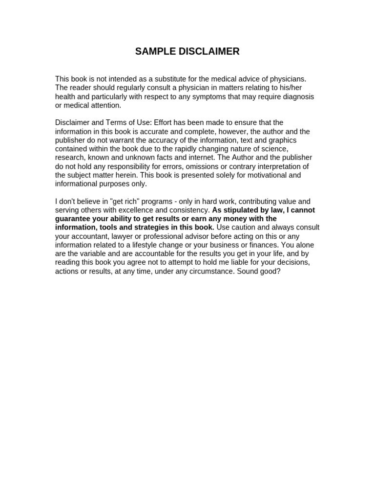 Sample Disclaimer | PDF