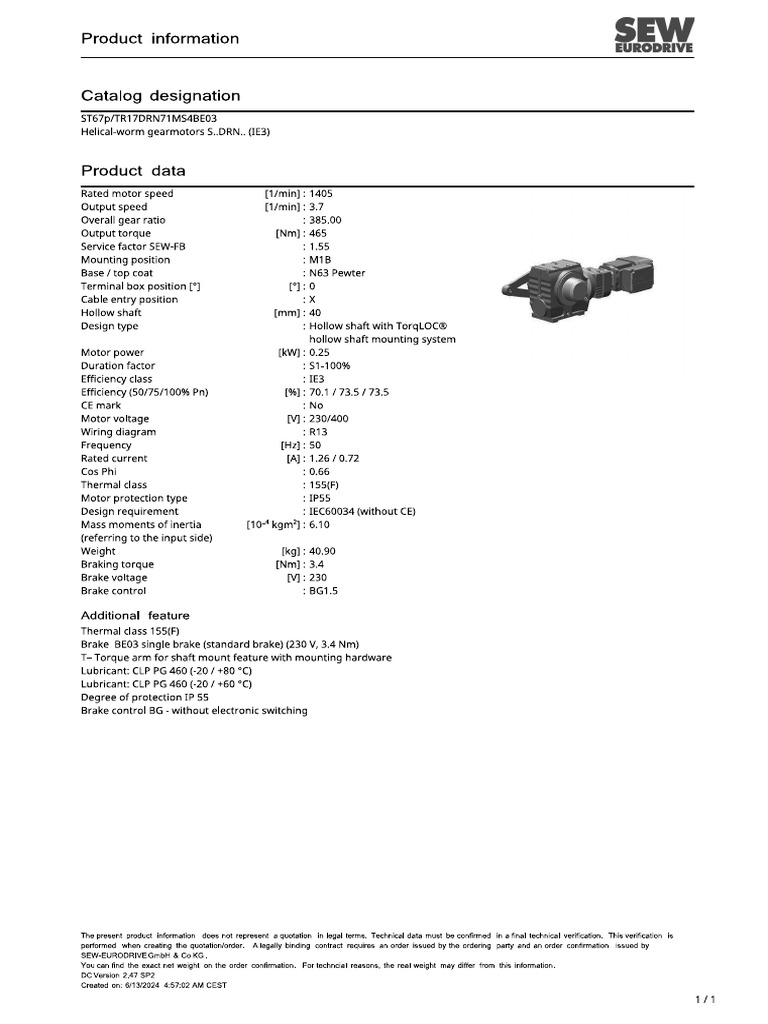 SEW Motor Rotators | PDF