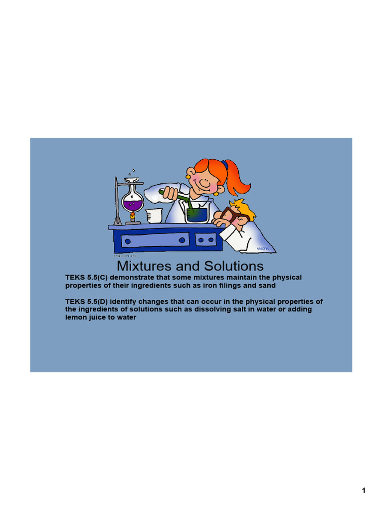 Mixtures Solutions Notes | PDF | Mixture | Water