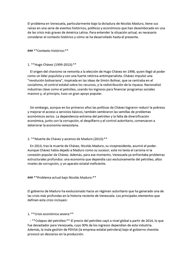 Crisis de Venezuela bajo Maduro | PDF | Venezuela | Hugo Chavez