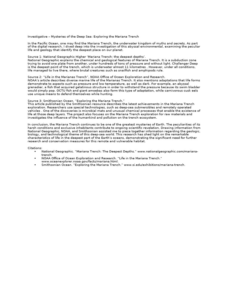 Digital Research Summary | PDF | Deep Sea | Oceans