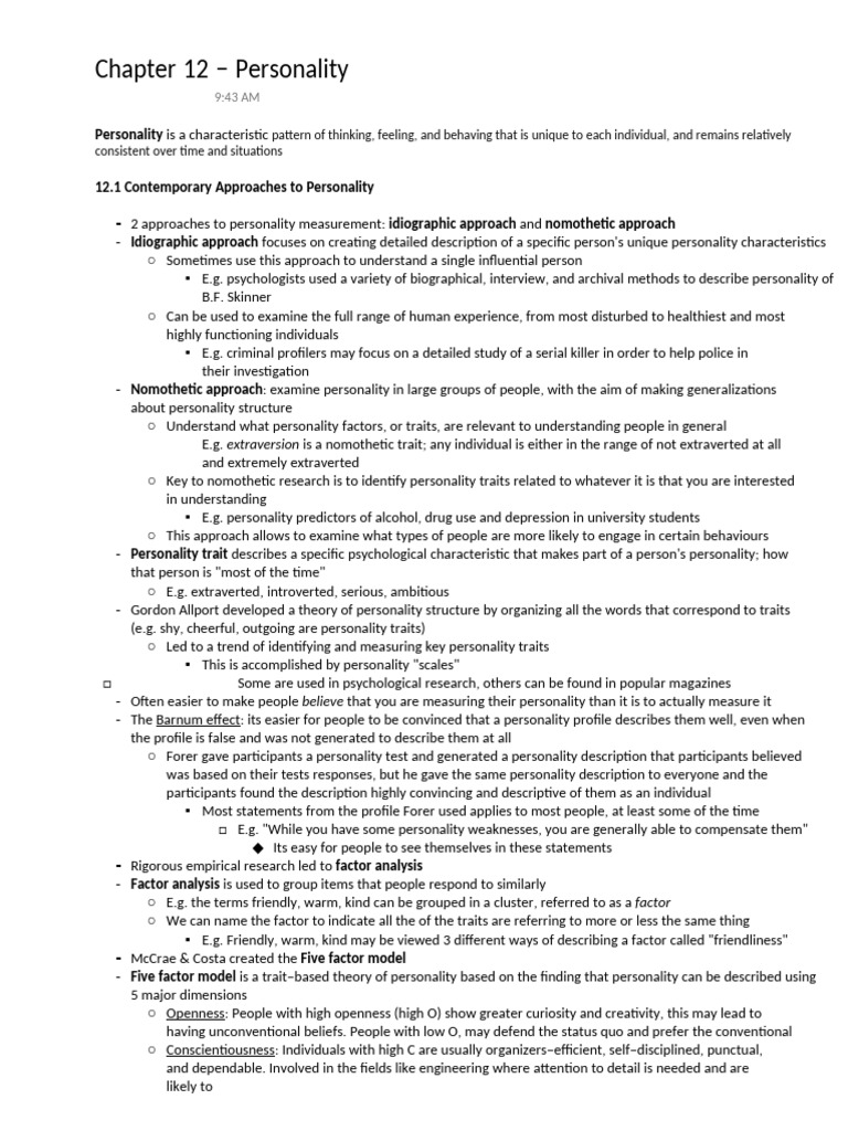 Chapter 12 copy | PDF | Id | Extraversion And Introversion
