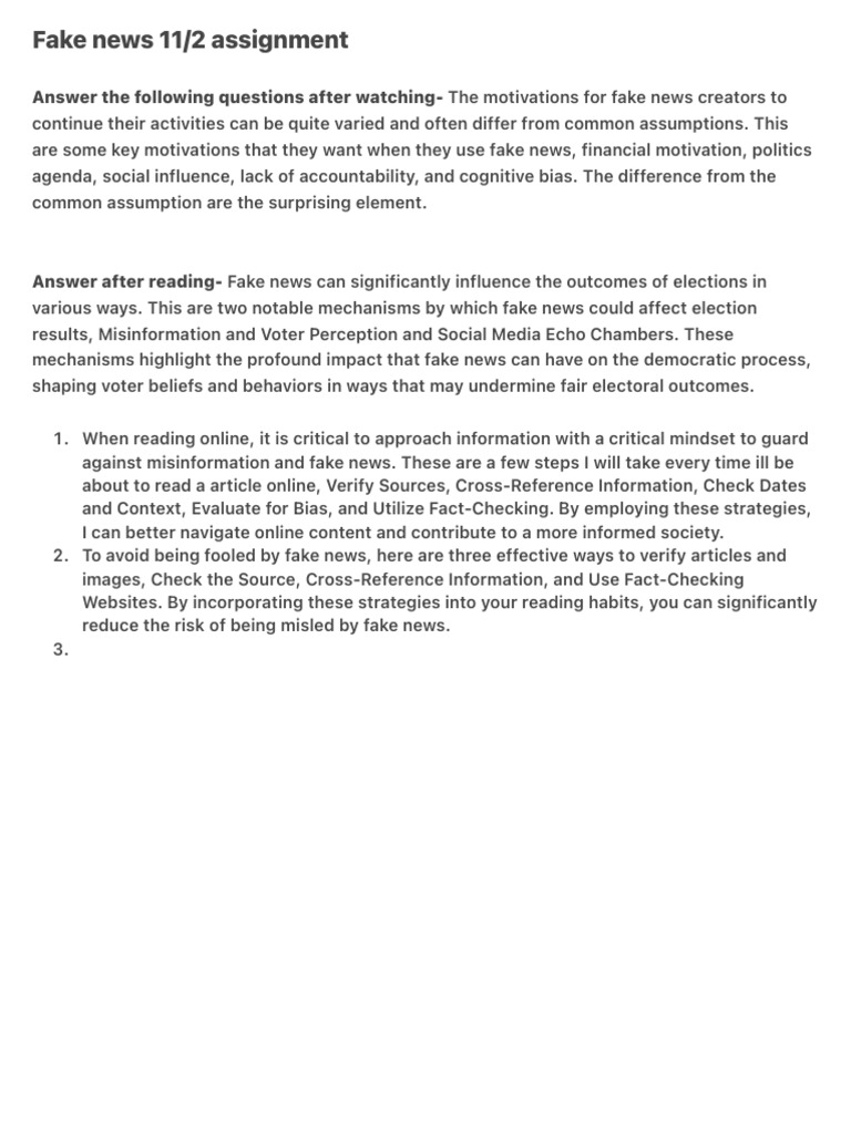 Fake News 112 Assignment | PDF