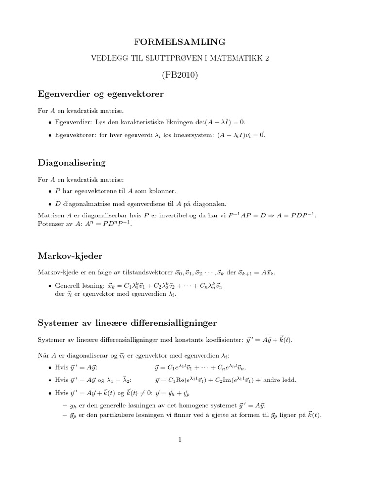 Matte 2 Formelsamling | PDF