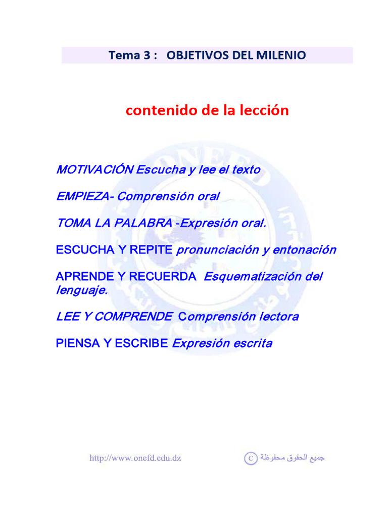 3as Espagnol1 L07 | PDF | Reducción de pobreza | Naciones Unidas