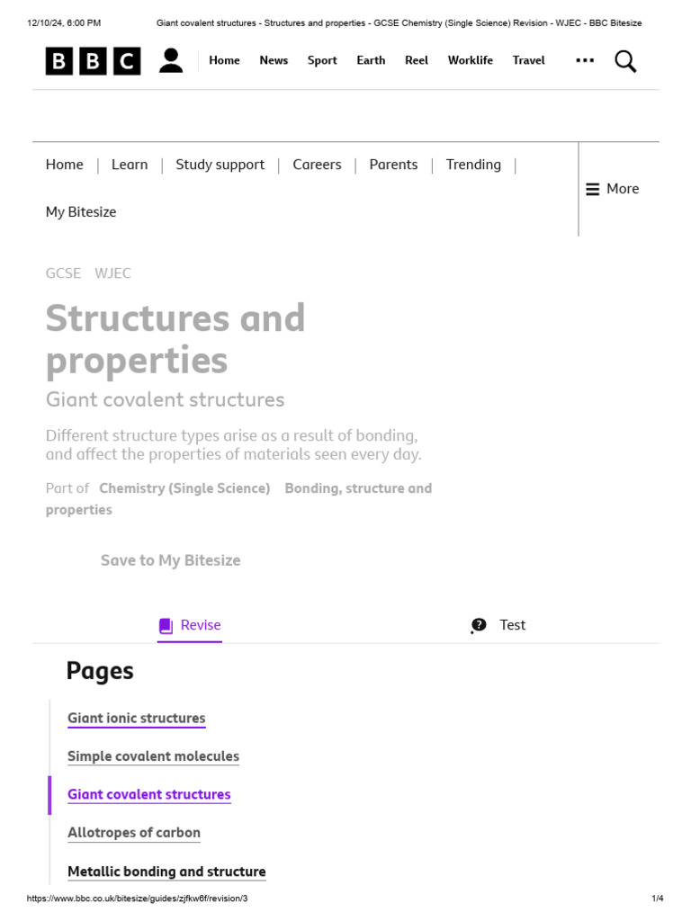 Giant covalent structures - Structures and properties - GCSE Chemistry (Single Science) Revision ...