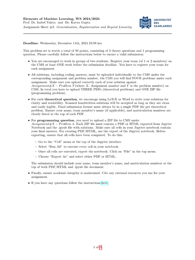 Assignment 3handout Pdf Cross Validation Statistics Algorithms