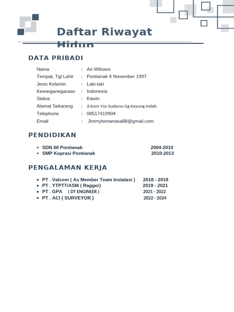 CV Ari Wibowo | PDF
