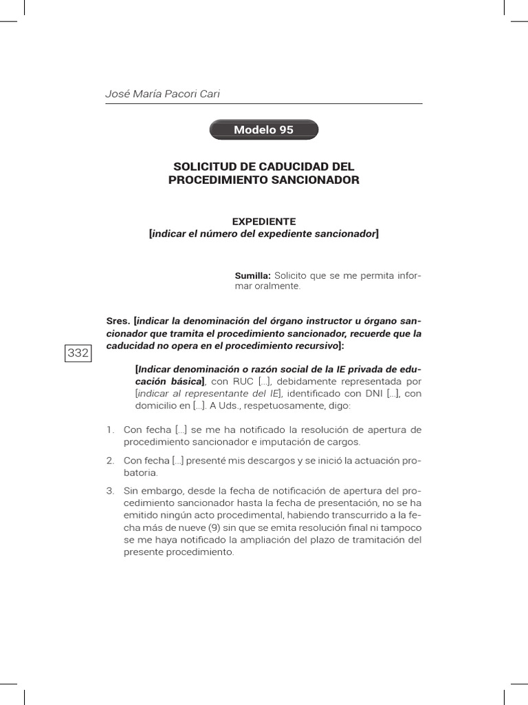 Modelo de Solicitud de Caducidad en PAS | PDF