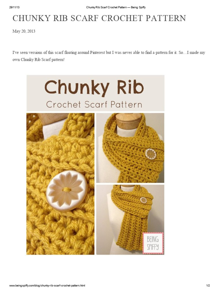 Chunky Rib Scarf Crochet Pattern - Being Spiffy | PDF