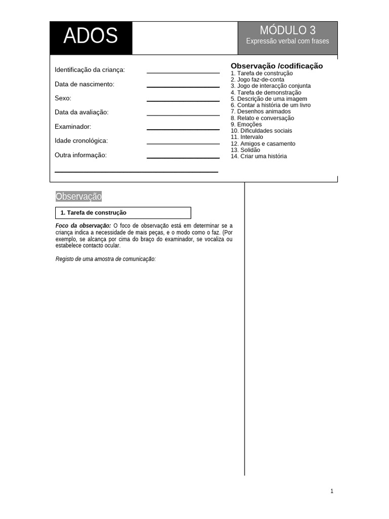 ADOS 3 | PDF | Sociologia | Emoções
