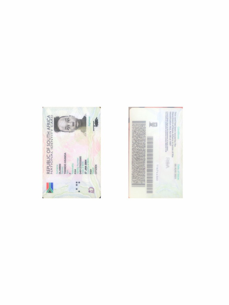 South Africa National ID Card Details | PDF | Citizenship ...