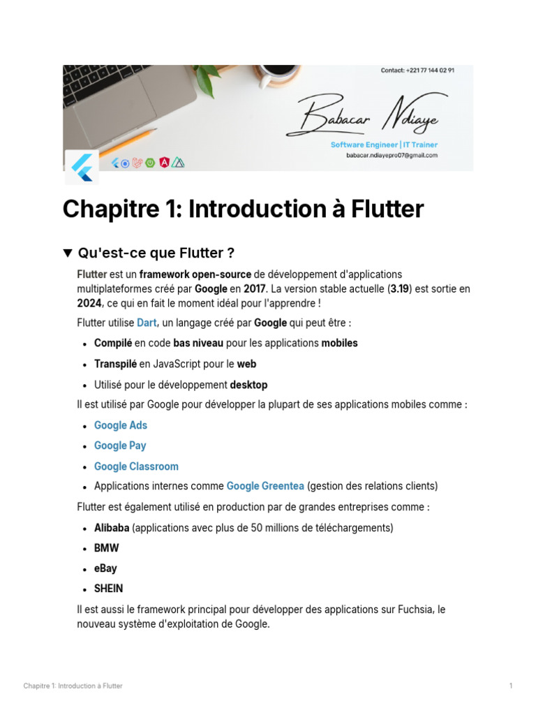 Introduction au Framework Flutter | PDF | Modèle d'objet de document ...