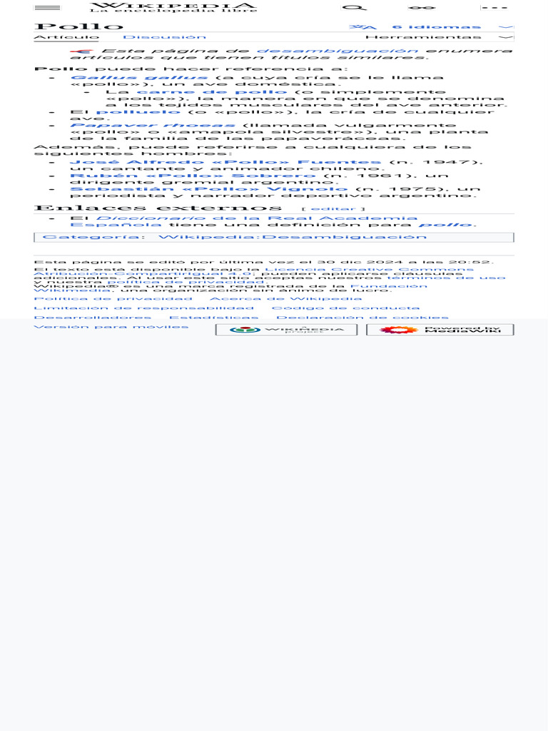 Significados de "Pollo" en Wikipedia | PDF