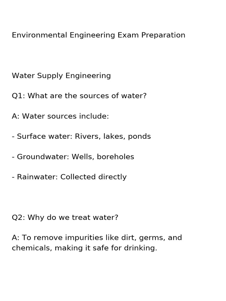 Environmental Engineering Exam Guide | PDF | Waste | Sewage Treatment