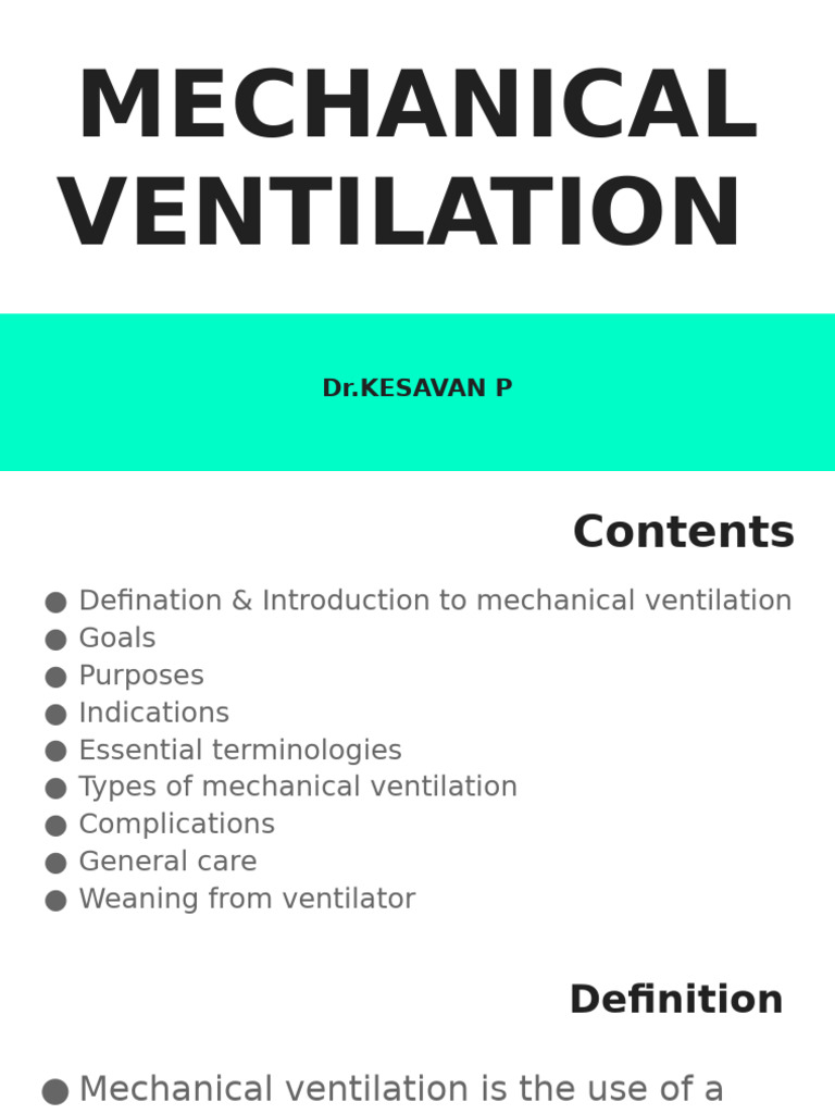 Mechanical Ventilation | PDF | Exhalation | Respiratory System