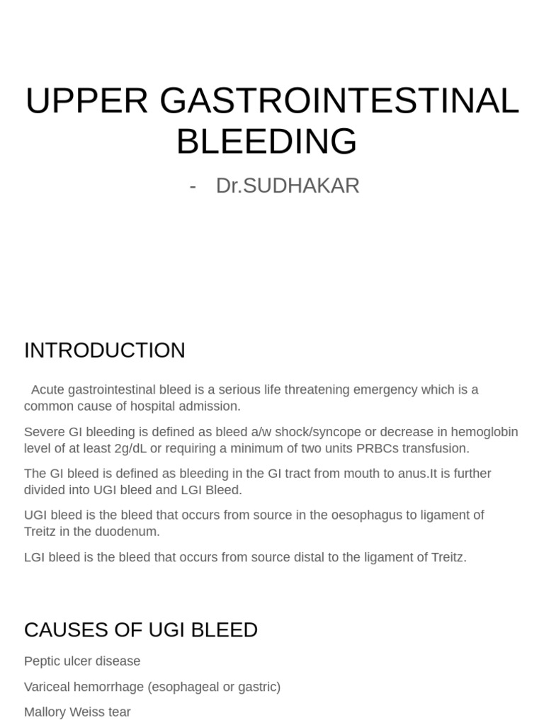 Upper Gastrointestinal Bleeding Guide | PDF | Diseases And Disorders ...