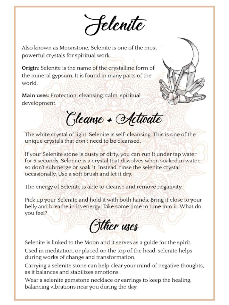 Selenite Crystal Uses Properties Pdf