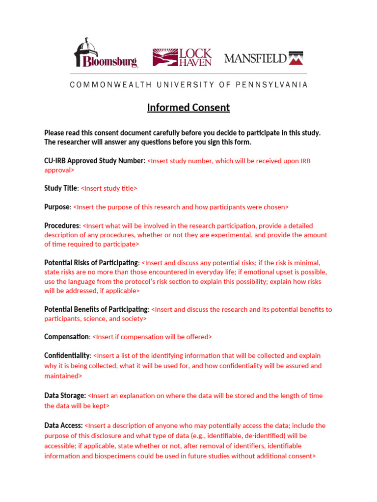 cu-irb-consent-template | PDF | Consent | Informed Consent