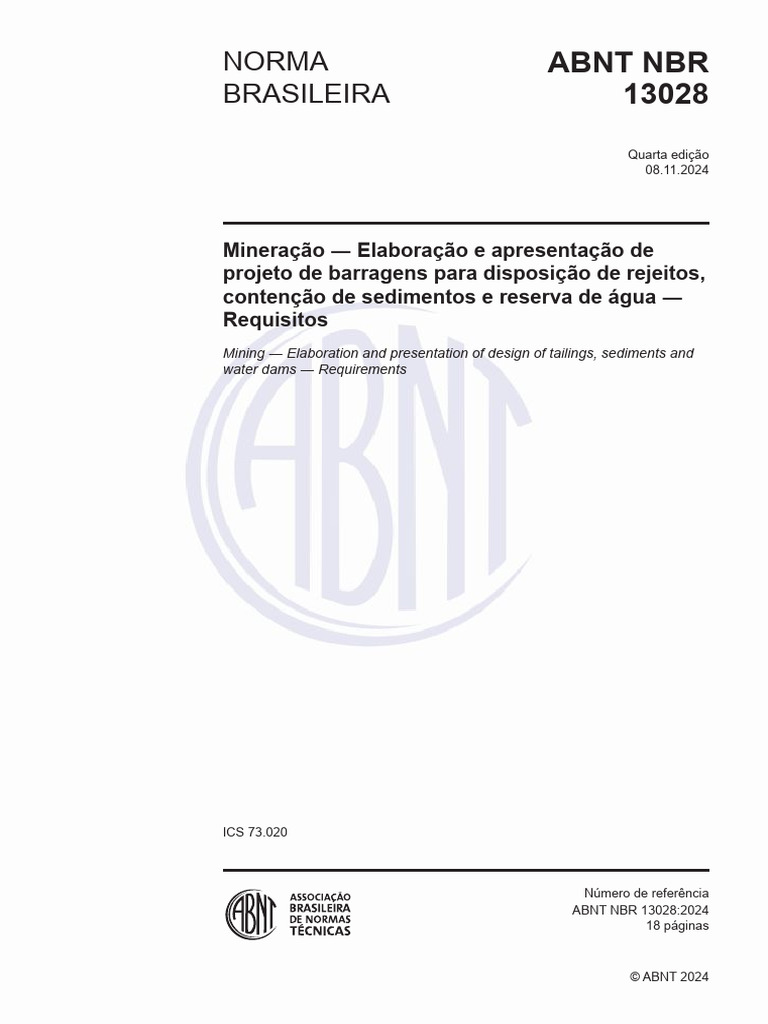 Abnt NBR 13028 - 2024 | PDF | Barragem | Enchente