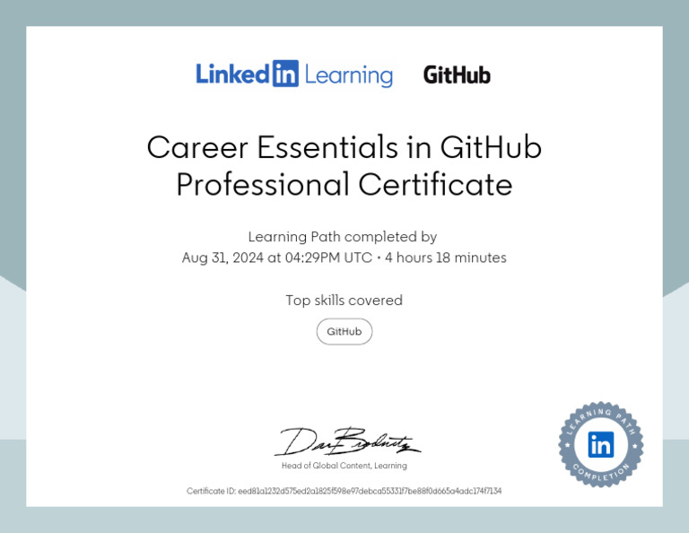 CertificateOfCompletion - Career Essentials in GitHub Professional Certificate | PDF