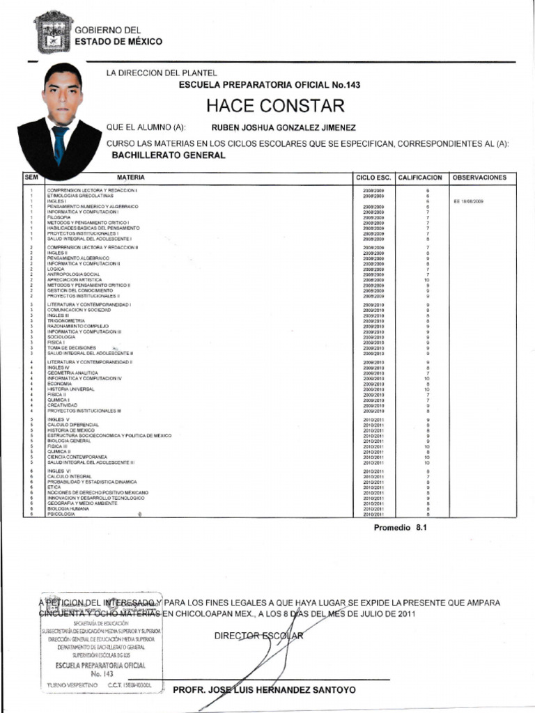 Comprobante de Estudios 1 | PDF