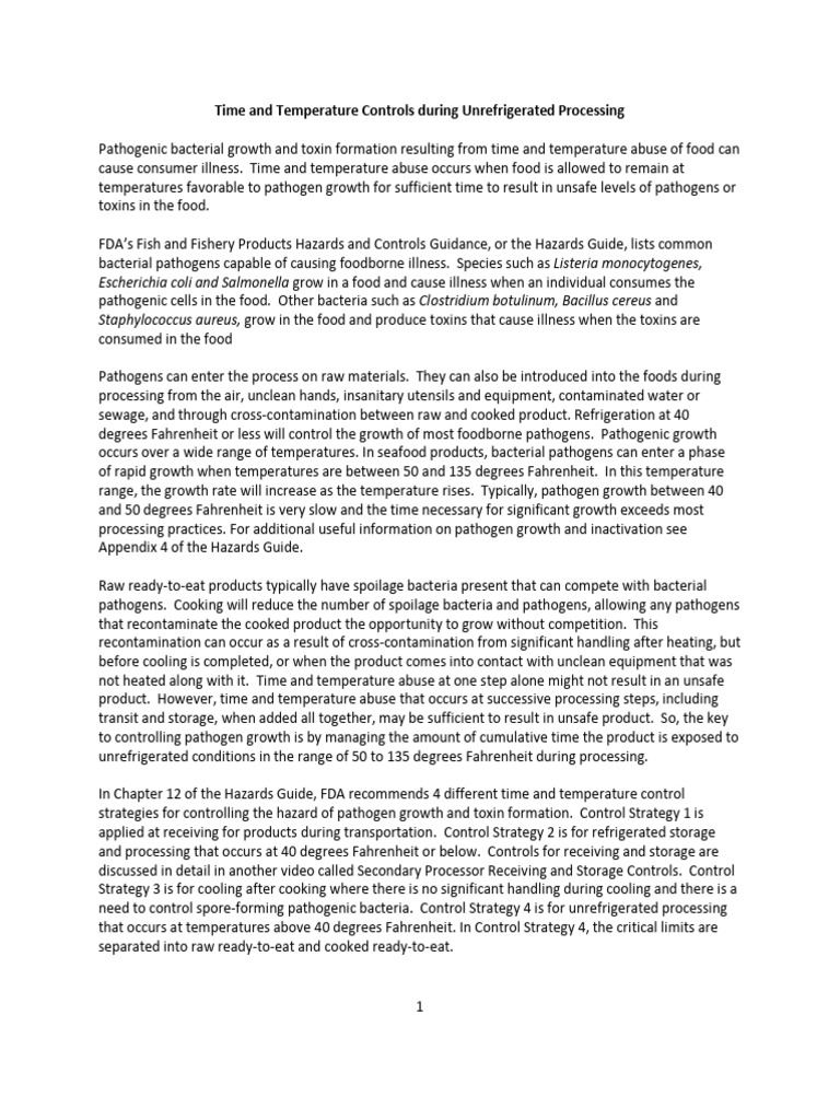 Seafood HACCP Video Series Transcript - Time and Temperature Controls ...