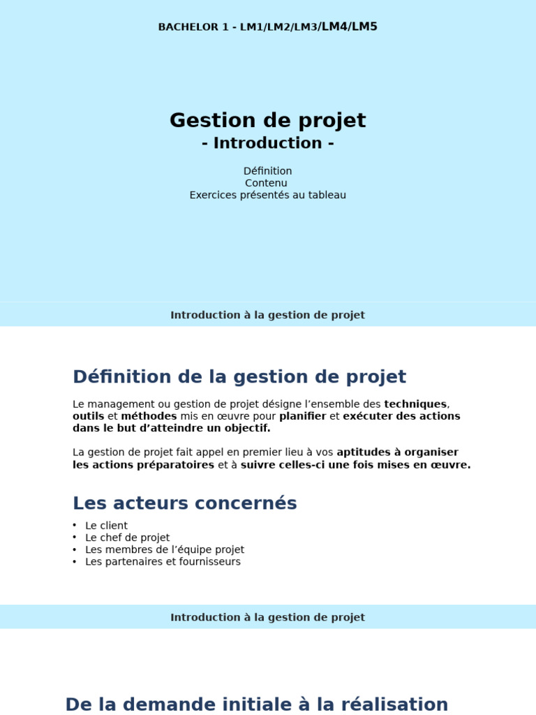 Introduction à la gestion de projet | PDF | Gestion de projet | la ...